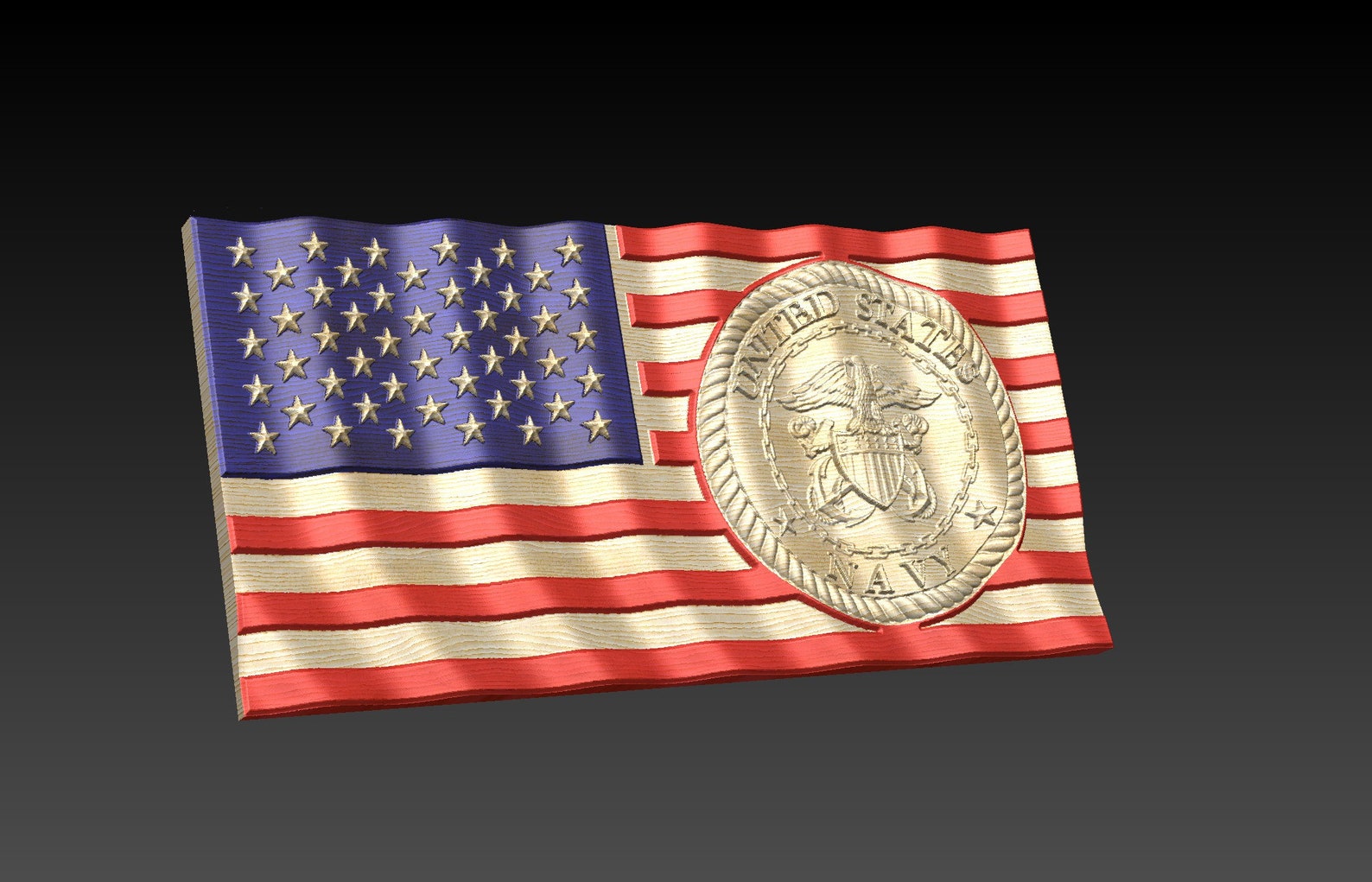 Wavy United States Navy Flag, Wavy Flag .STL File for Aspire, Carveco ...