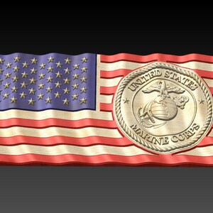 Wavy Marine Corps Flag, Wavy Flag .STL File for Aspire, Carveco, Artcam ...