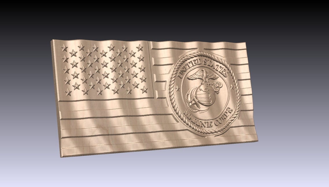 Wavy Marine Corps Flag, Wavy Flag .STL File for Aspire, Carveco, Artcam ...