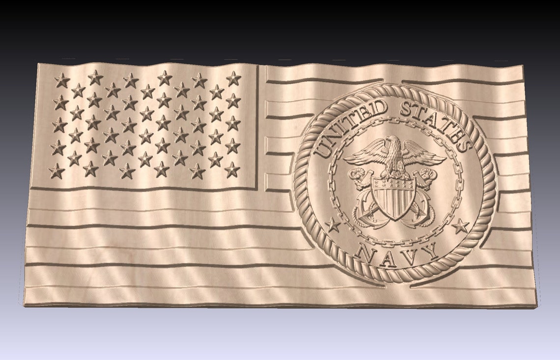 Wavy United States Navy Flag, Wavy Flag .STL File for Aspire, Carveco ...