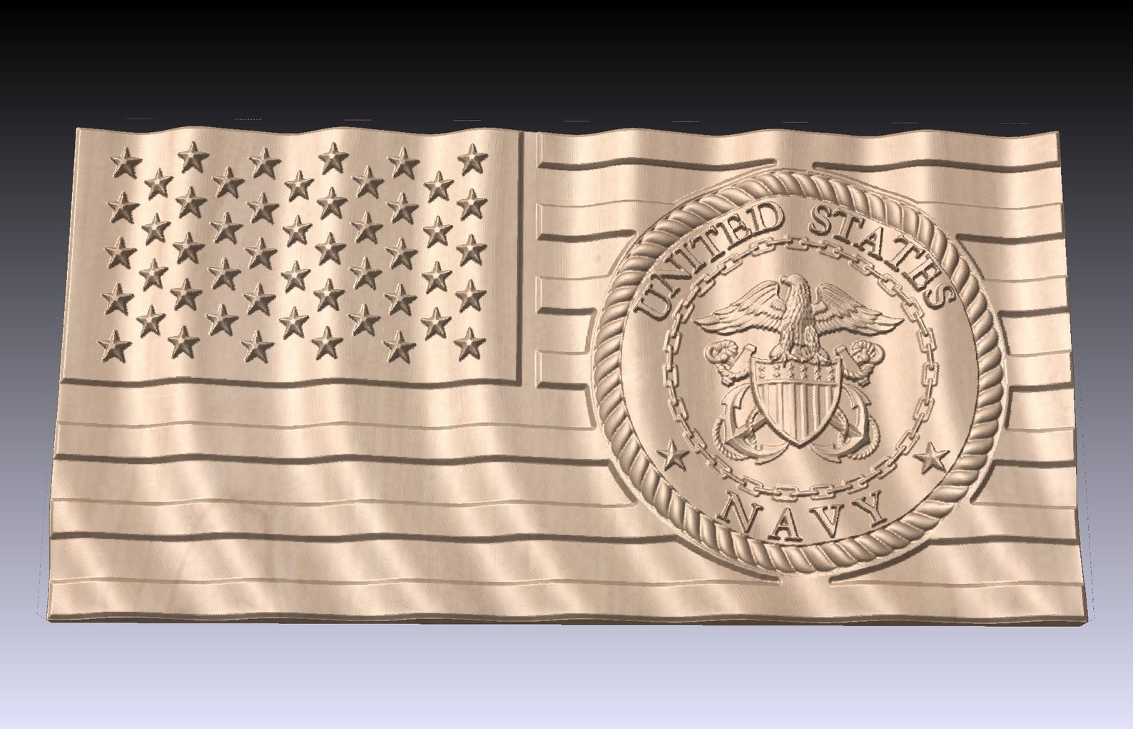 Wavy United States Navy Flag, Wavy Flag .STL File for Aspire, Carveco ...