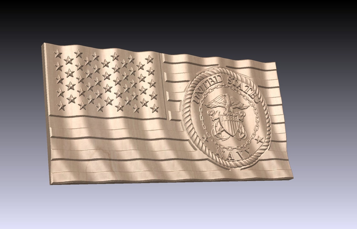 Wavy United States Navy Flag, Wavy Flag .STL File for Aspire, Carveco ...