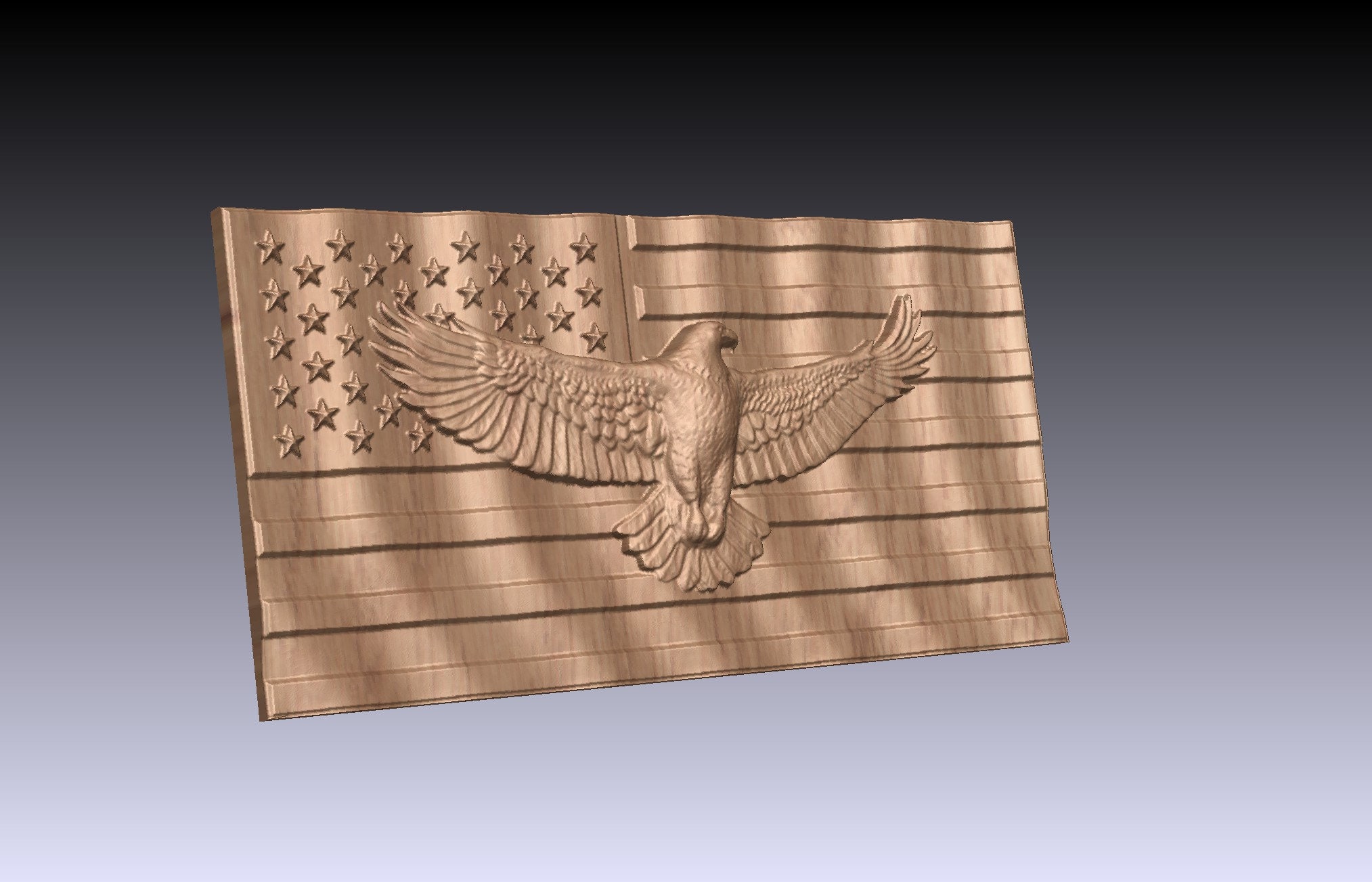 Wavy American Flag W/ Bald Eagle, Wavy Flag .STL File for Aspire ...