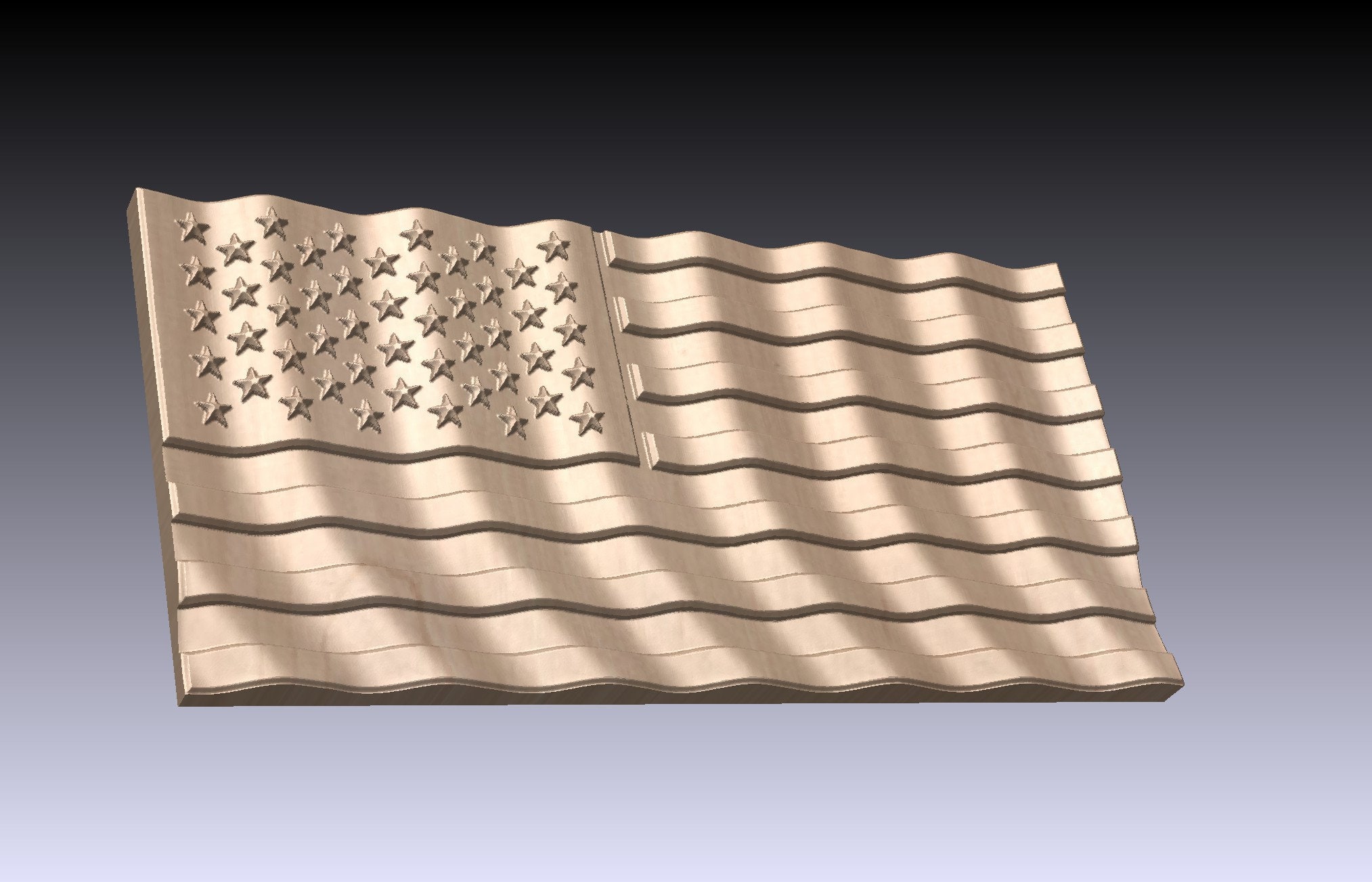 Wavy American Flag Wavy Flag .STL File for Aspire, Carveco, Artcam and ...