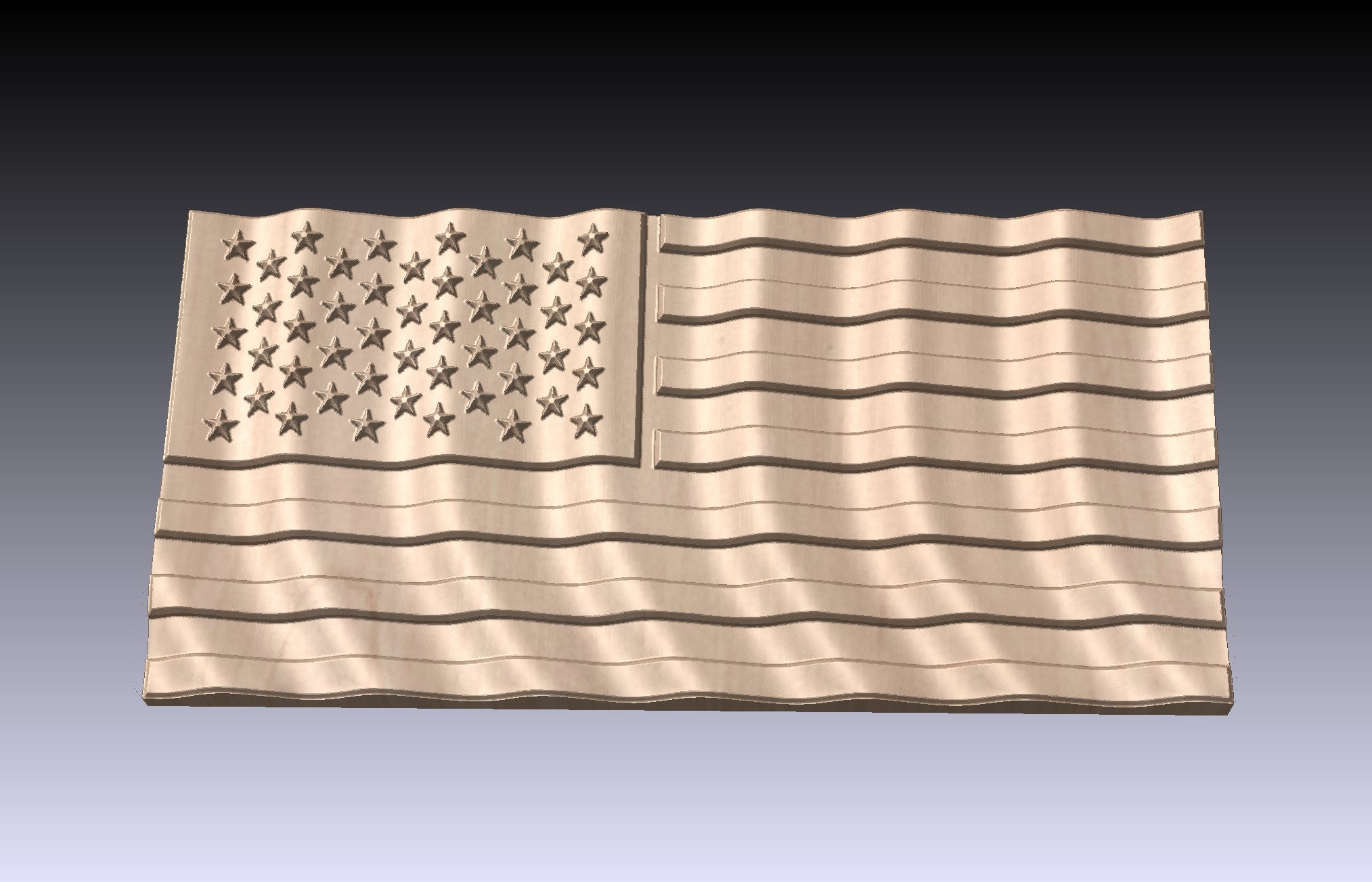 Wavy American Flag Wavy Flag .STL File for Aspire, Carveco, Artcam and ...