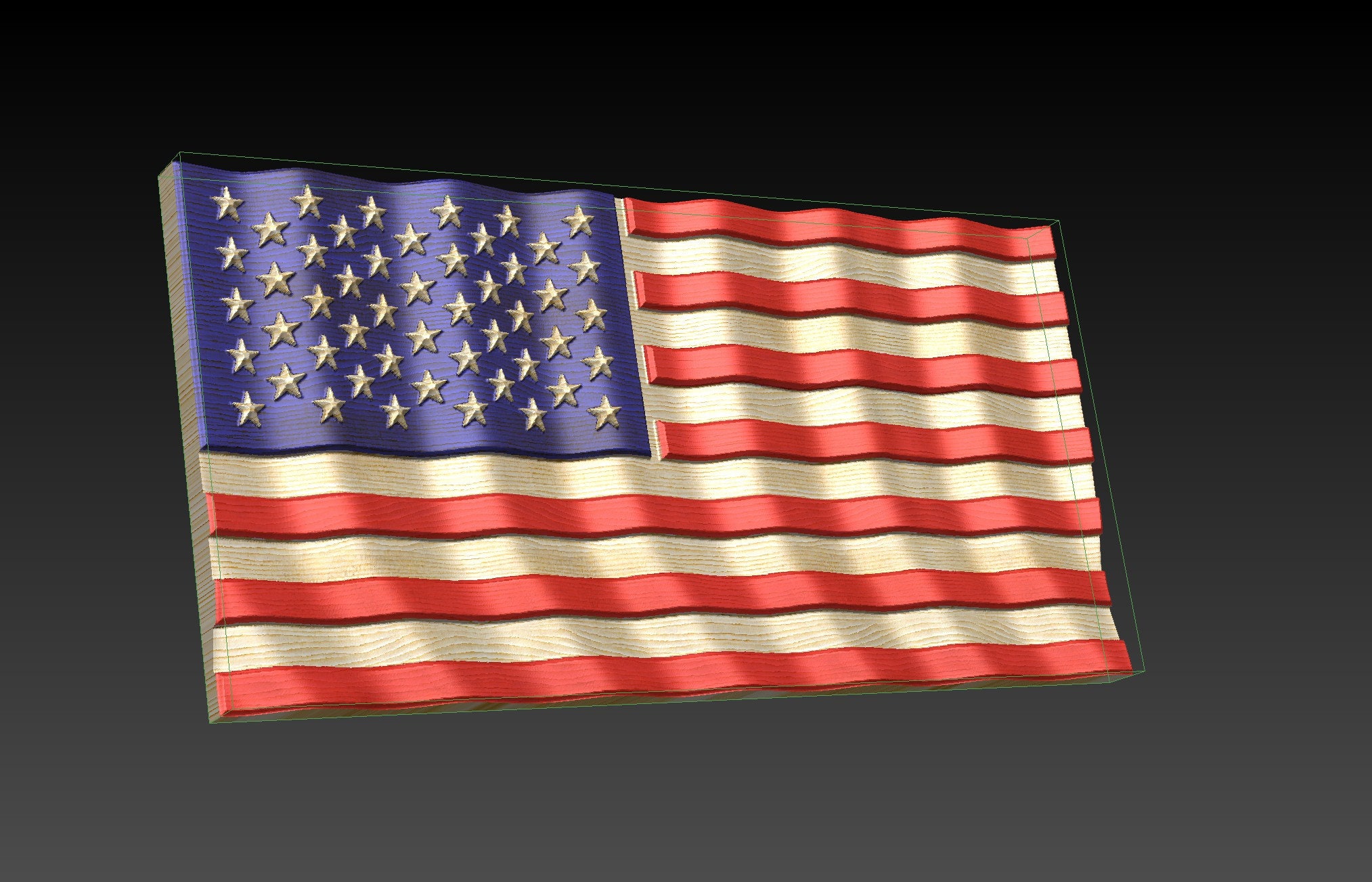 Wavy American Flag Wavy Flag .STL File for Aspire, Carveco, Artcam and ...