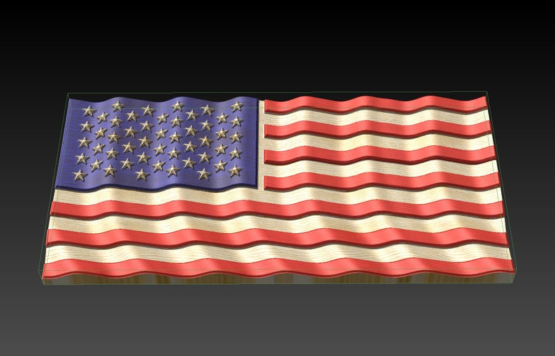 Wavy American Flag Wavy Flag .STL File for Aspire, Carveco, Artcam and ...