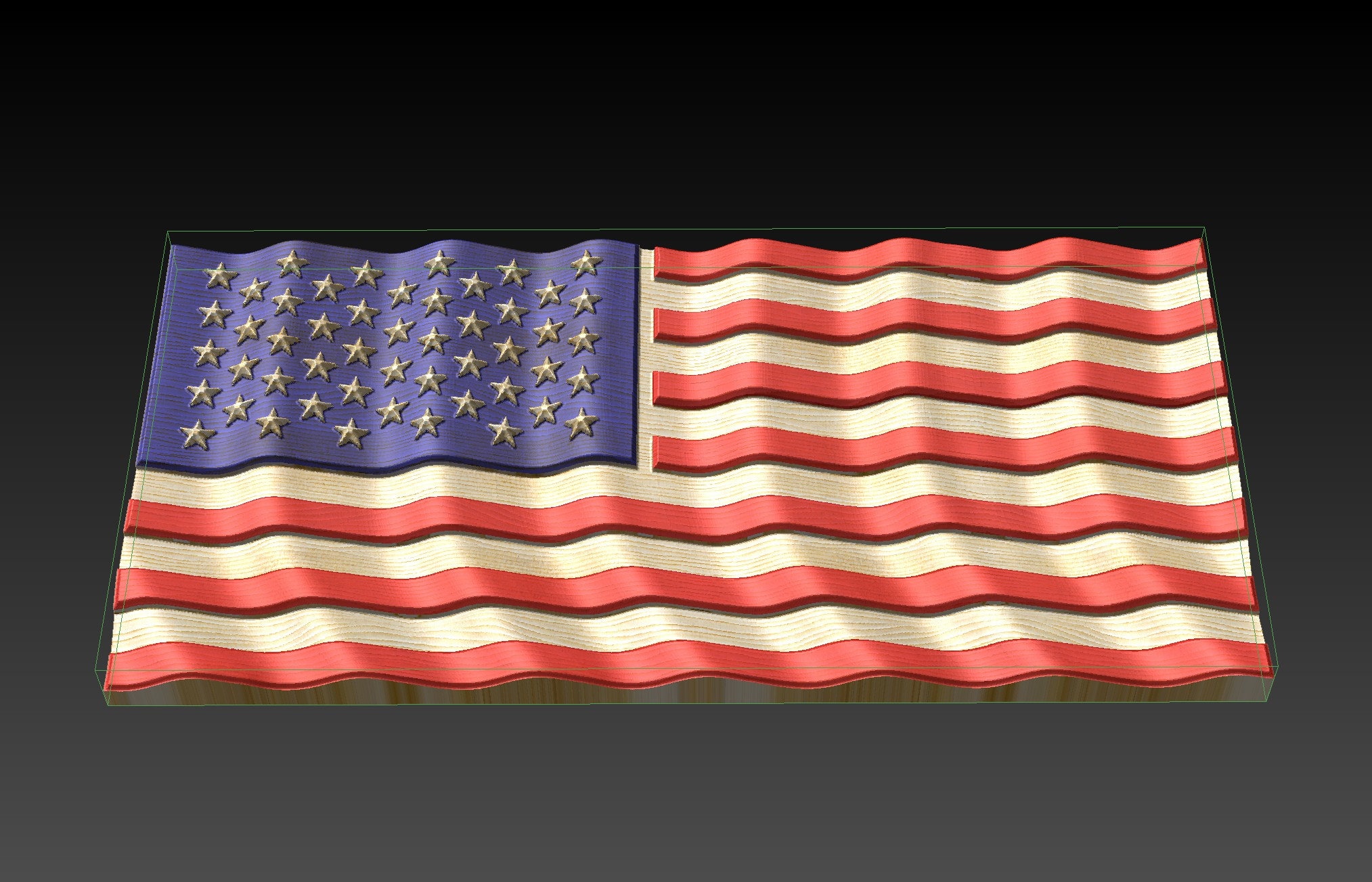 Wavy American Flag Wavy Flag .STL File for Aspire, Carveco, Artcam and ...