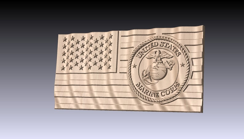 Wavy Marine Corps Flag, Wavy Flag .STL File for Aspire, Carveco, Artcam ...