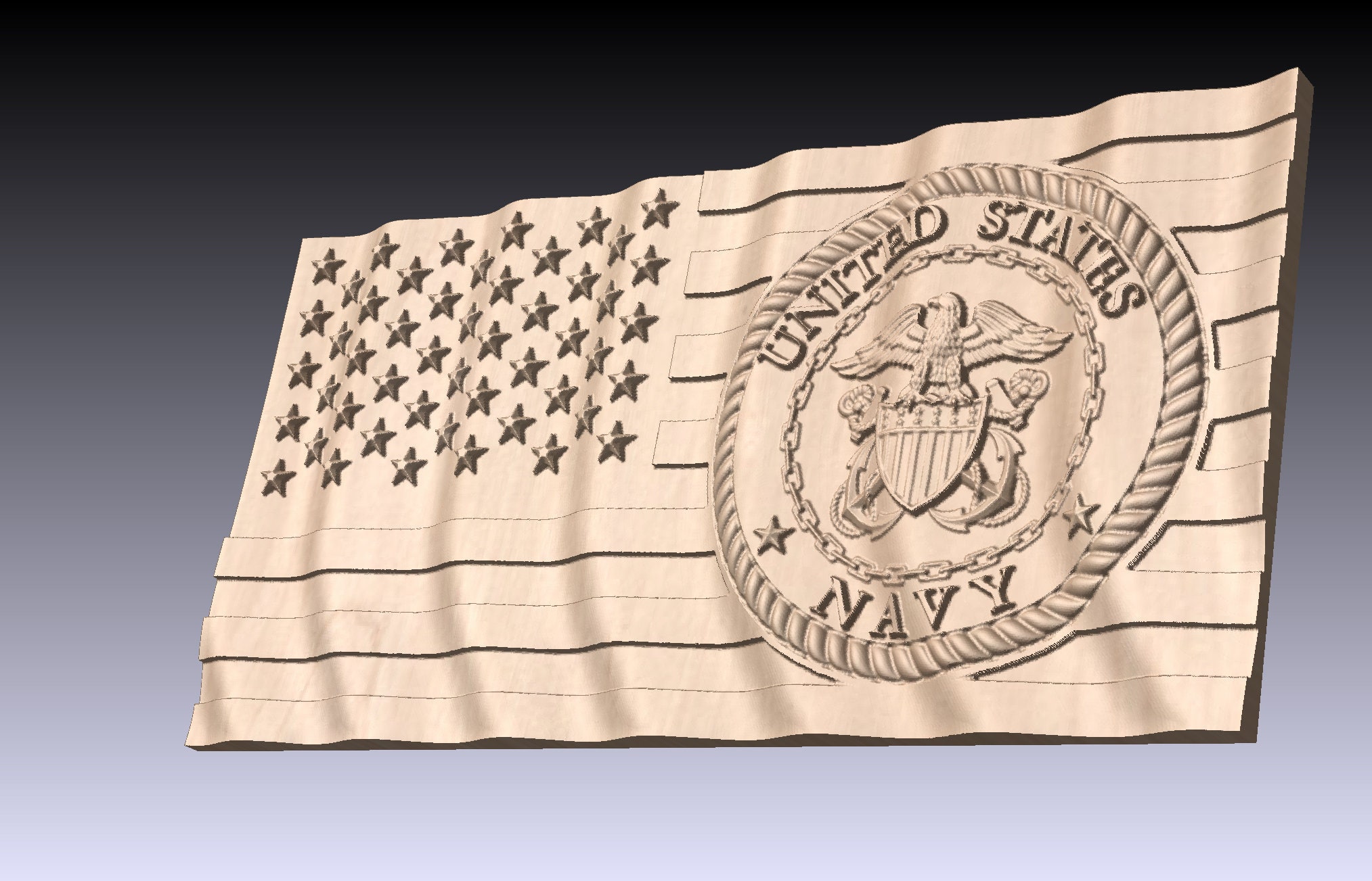 Wavy United States Navy Flag Wavy Flag .STL File for Aspire - Etsy