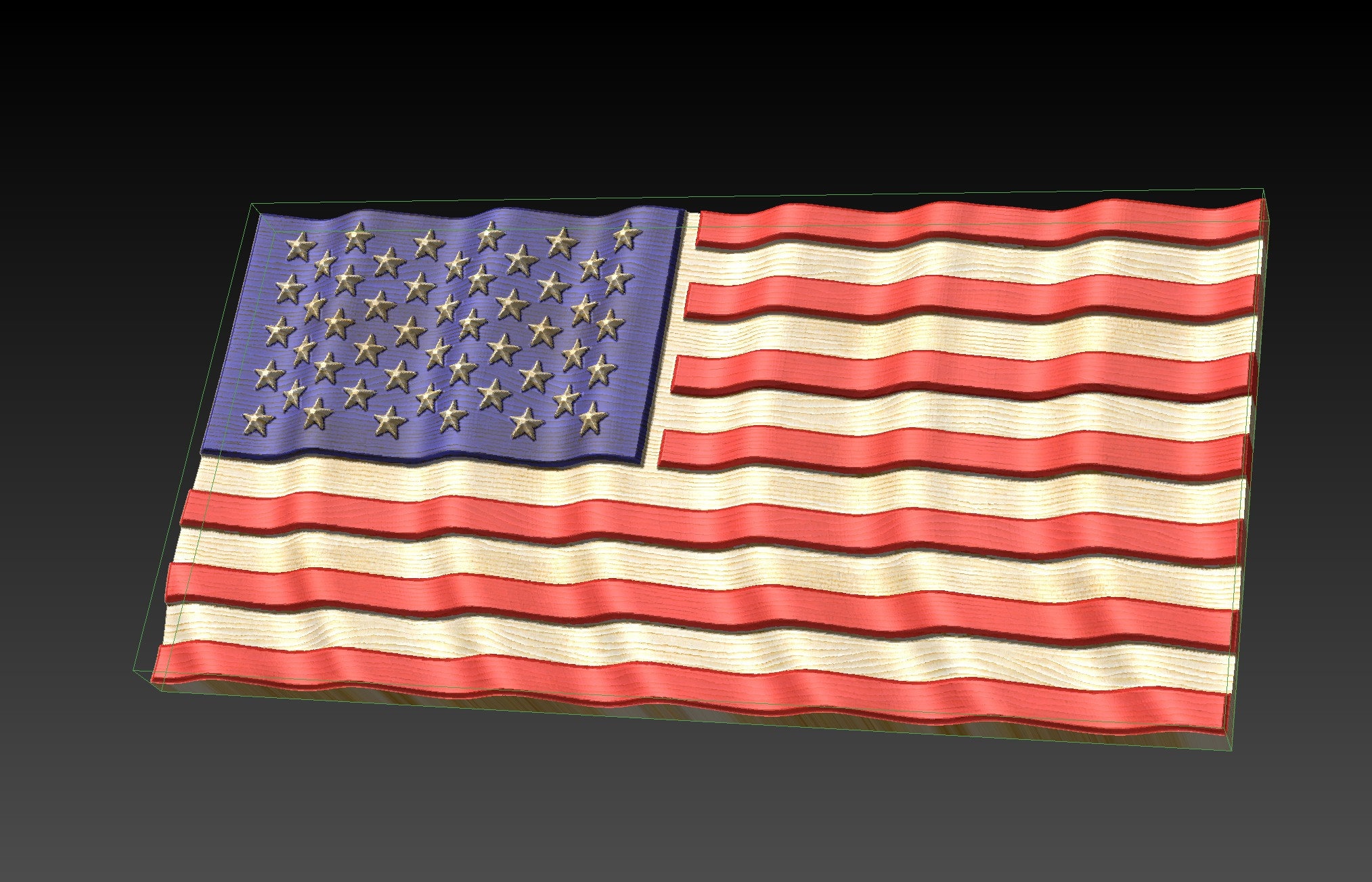 Wavy American Flag Wavy Flag .STL File for Aspire, Carveco, Artcam and ...