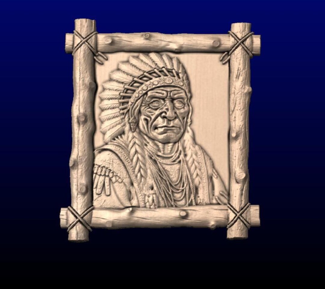 Indian Chief Portrait for CNC or 3D Printer. STL File for Aspire ...