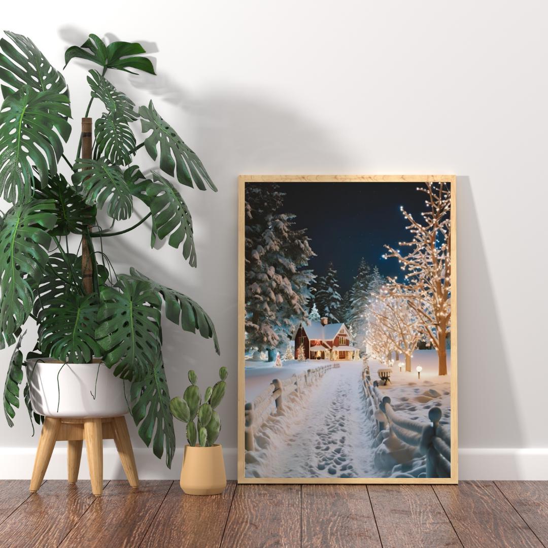 Premium Snowy LANDSCAPE Digital Poster, Wall Art, Christmas Poster ...