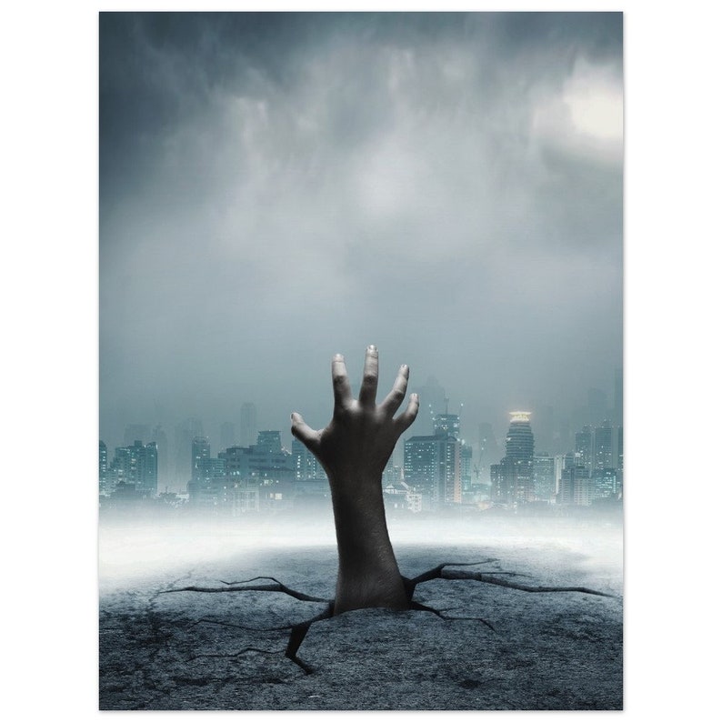 Premium HORROR Poster, Hand Emerging From the Ground, Horror Decor ...