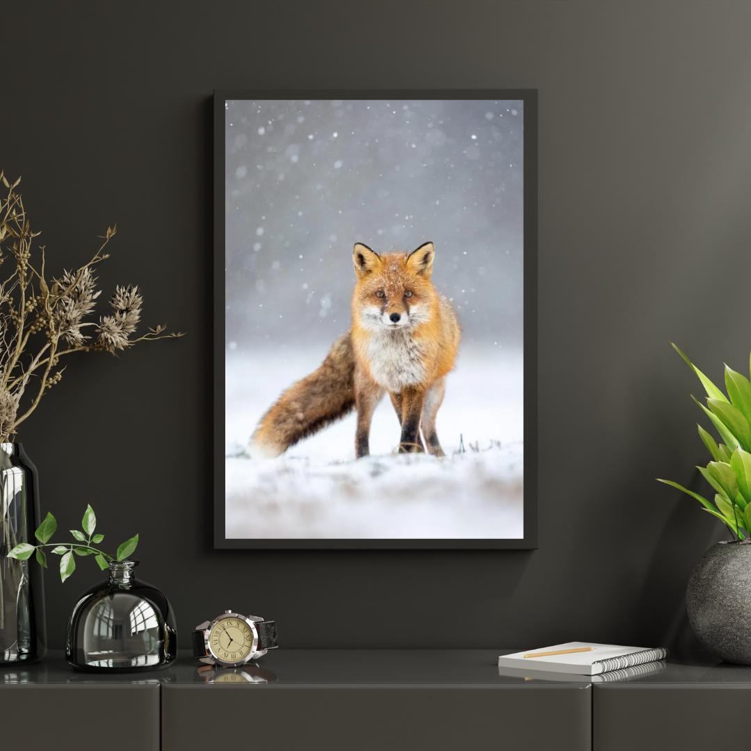 Fox in the Snow Premium Printed Poster, Animal Poster, Winter Print ...