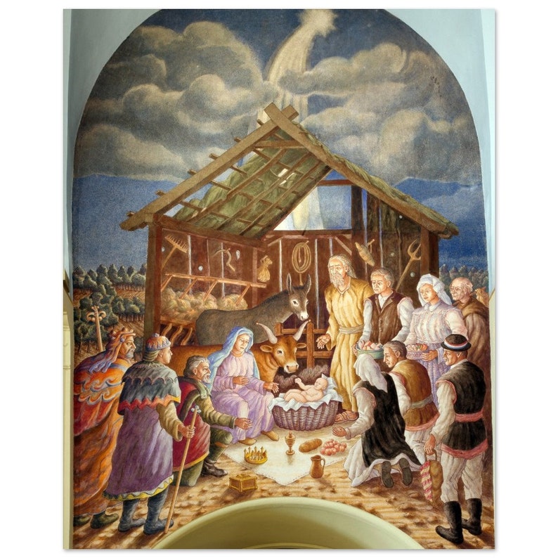 Premium Nativity Scene Poster, Christian Illustration, Jesus Poster ...