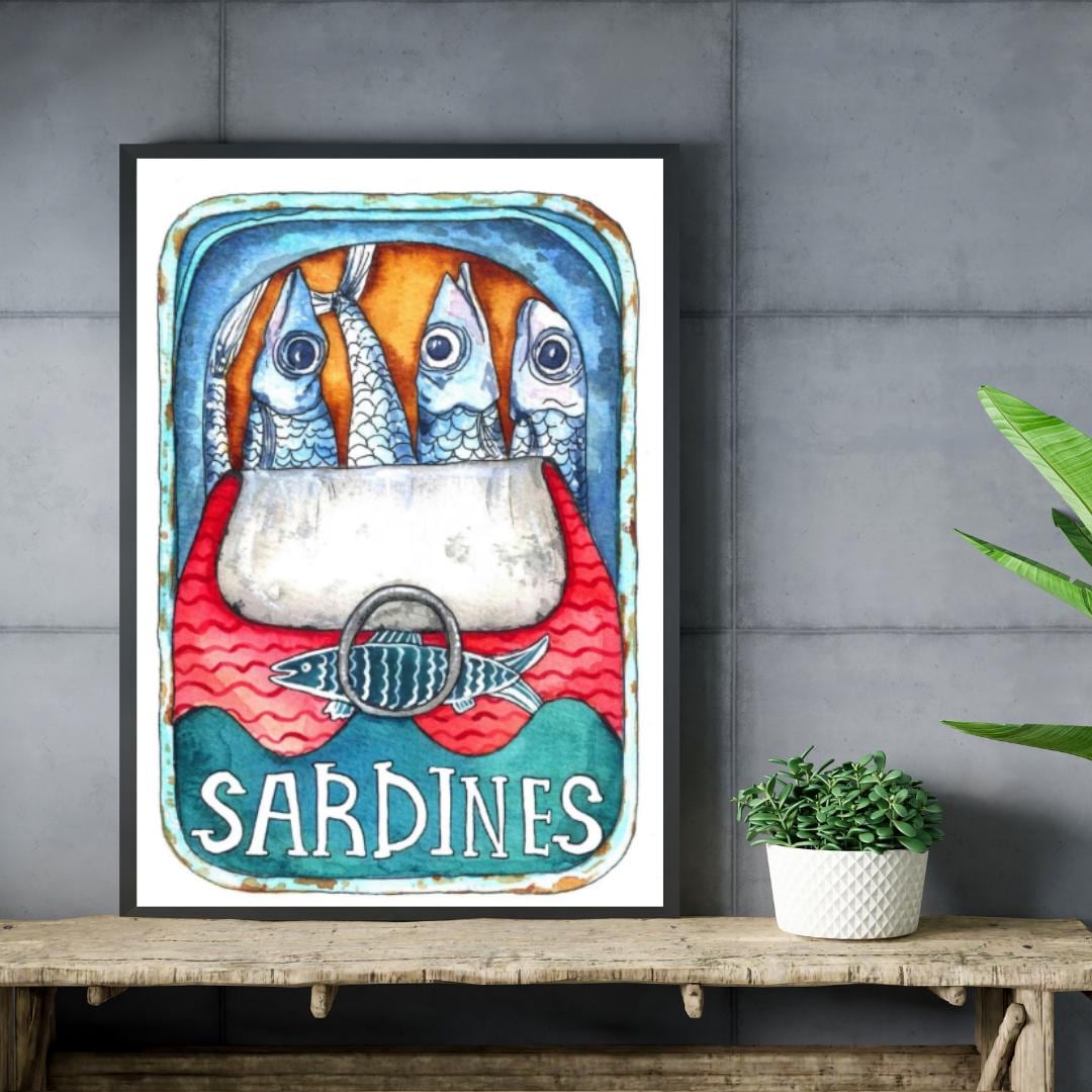 Vintage Sardine Can Poster, Sardine Print, Retro Sardine Wall Art, Fish ...