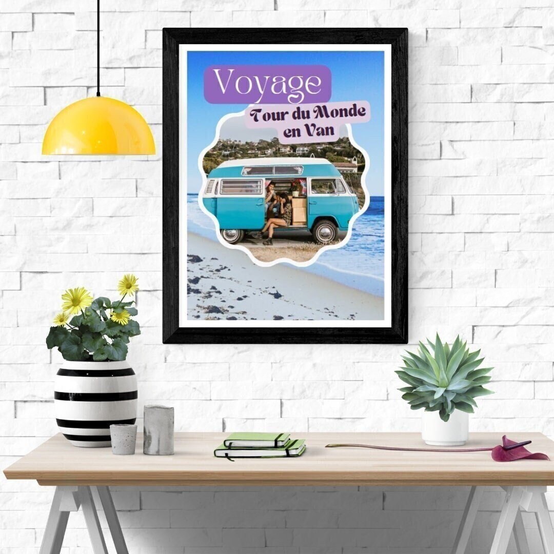 Digital Poster - Travel "around the World in a Van", French, JPG Format ...