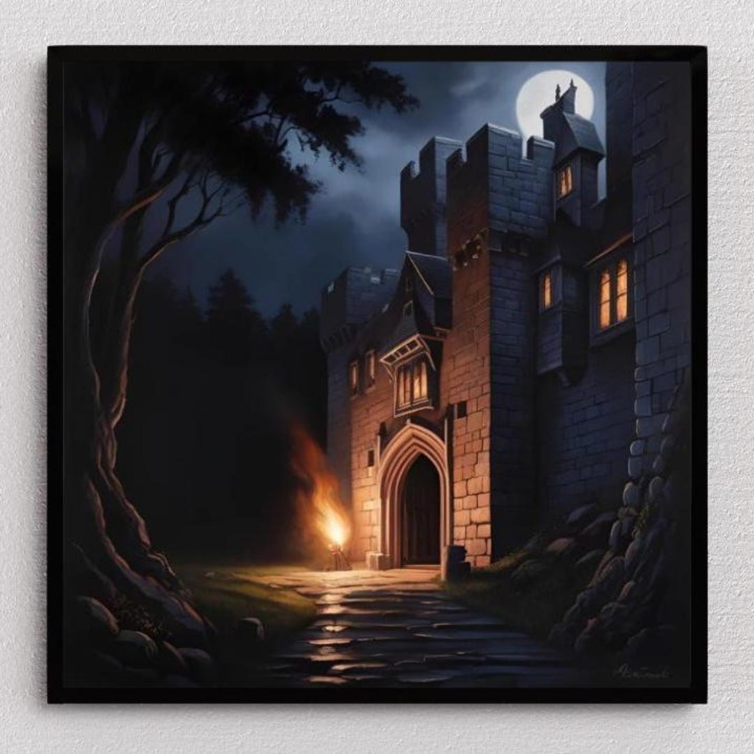 Digital Medieval Castle Poster, Middle Ages Print, Antique Wall Art ...