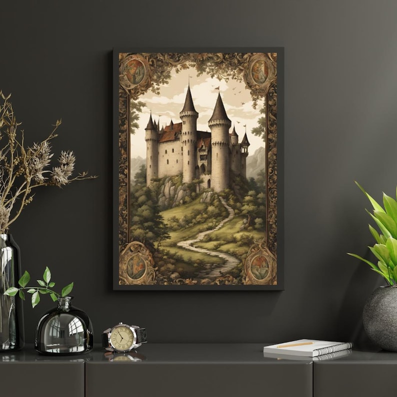 Medieval Castle Digital Poster, Middle Ages Poster, Knight Wall Art ...