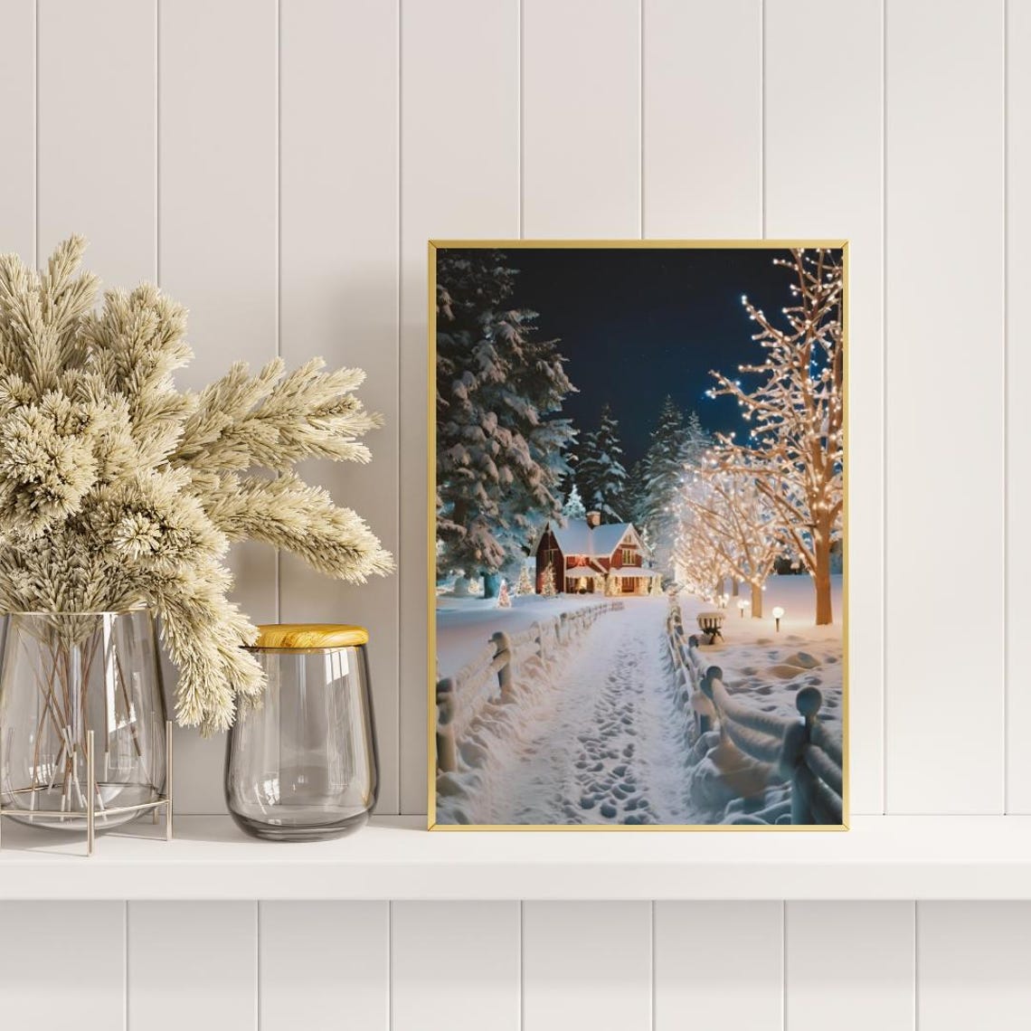 Premium Snowy LANDSCAPE Digital Poster, Wall Art, Christmas Poster ...