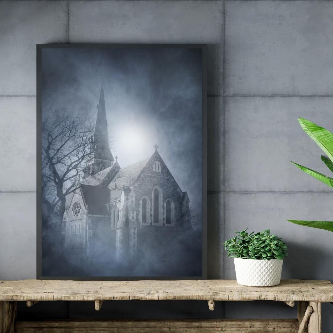 Premium Sinister CHURCH Poster - Horror Poster, Gothic Poster, Night ...