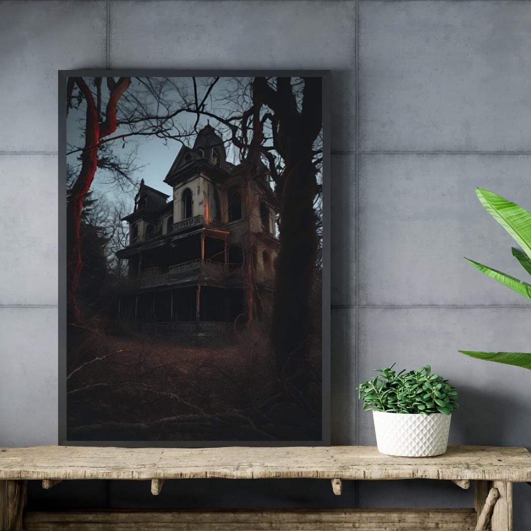 HORROR Digital Poster - Haunted House, in Files: 1 PDF and 1 JPG (300 ...