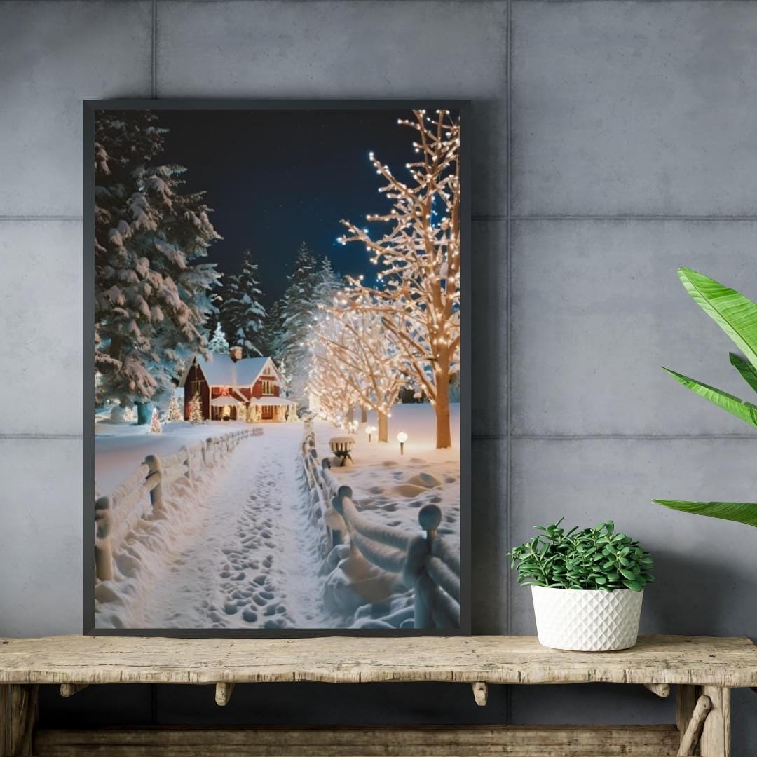 Premium Snowy LANDSCAPE Digital Poster, Wall Art, Christmas Poster ...