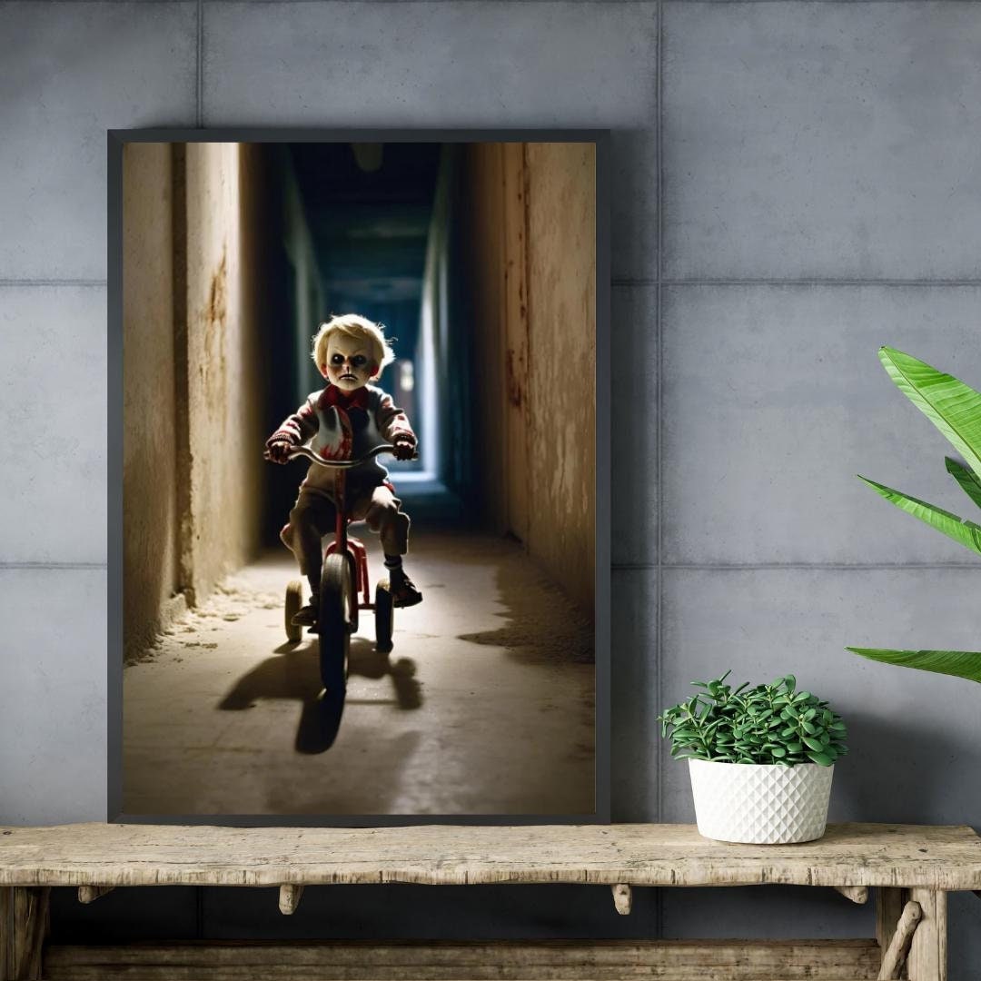HORROR Digital Poster - Little Evil Boy Doll on His Tricycle, in Files ...