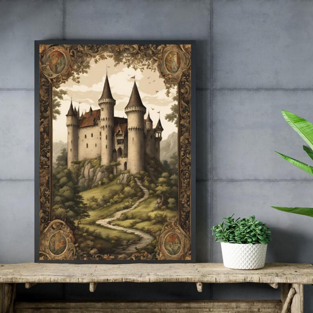 Medieval Castle Digital Poster, Middle Ages Poster, Knight Wall Art ...