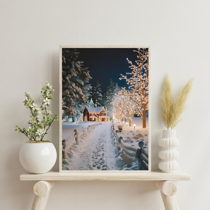 Premium Snowy LANDSCAPE Digital Poster, Wall Art, Christmas Poster ...