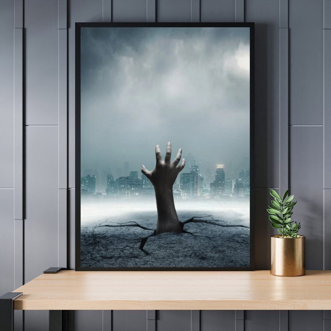 Premium HORROR Poster, Hand Emerging From the Ground, Horror Decor ...