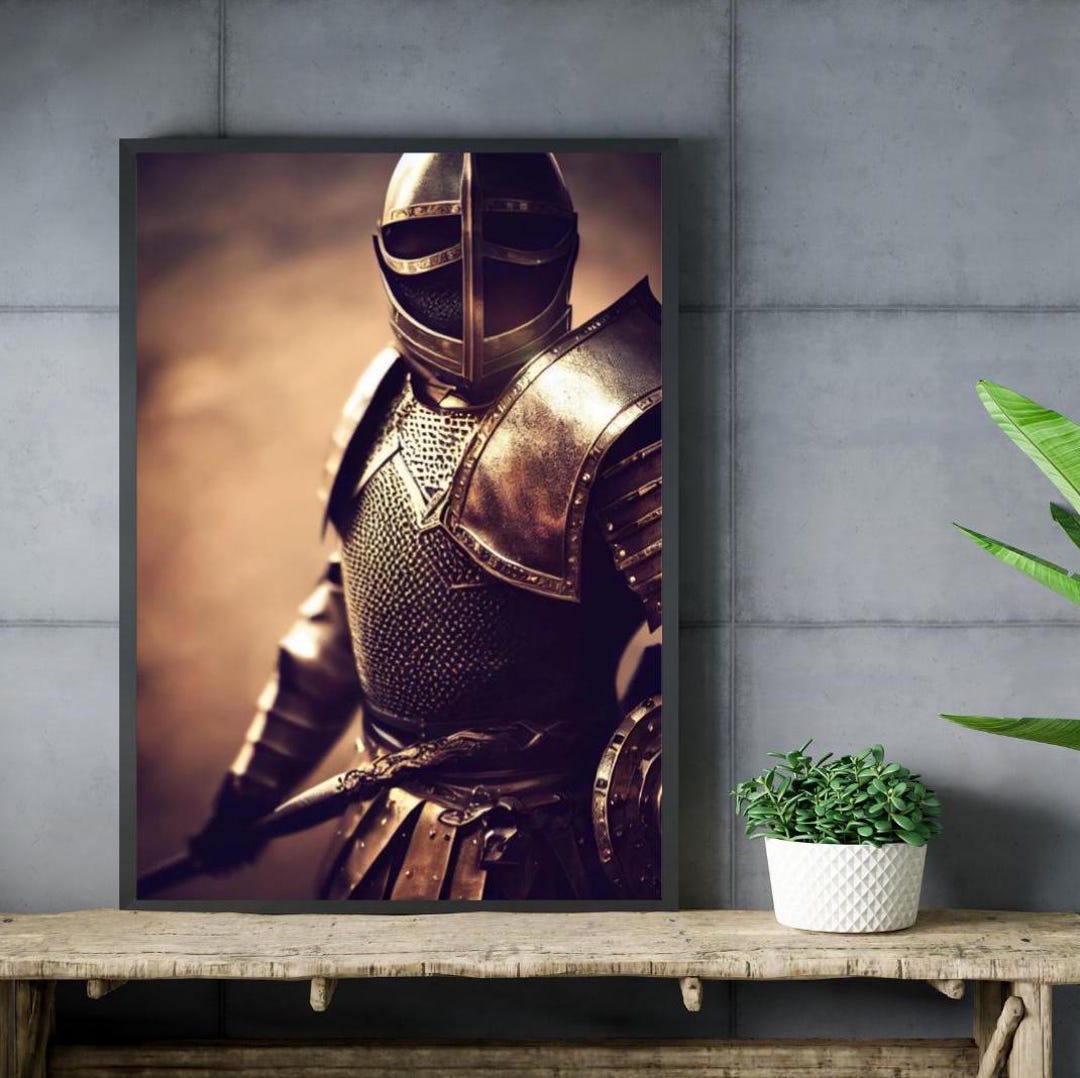 Medieval Art Printed Poster - Knight With His Armor, Antique Poster ...