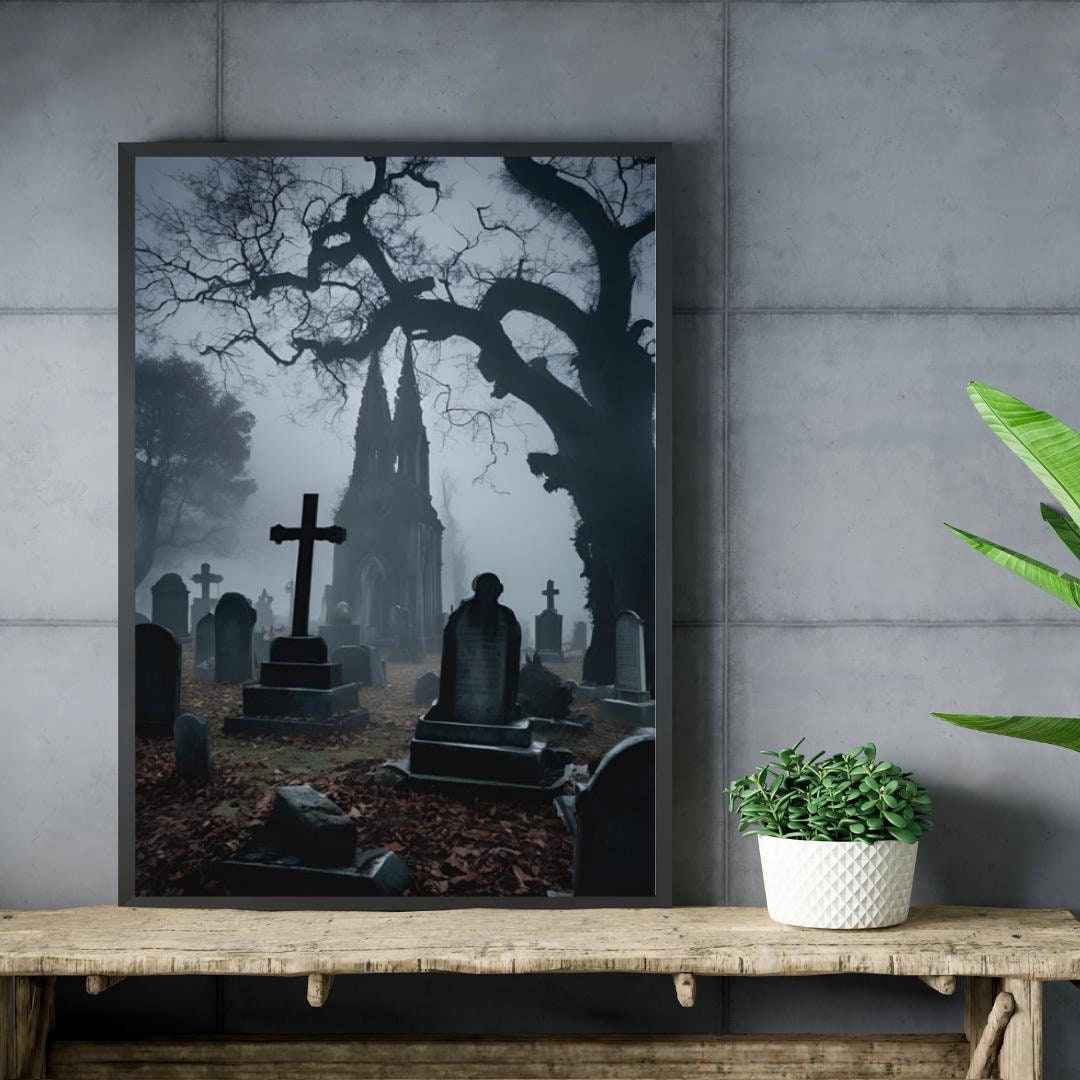 HORROR Digital Poster - Cemetery at Night, in Files: 1 PDF and 1 JPG ...