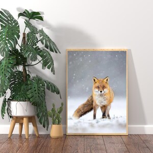 Fox in the Snow Premium Printed Poster, Animal Poster, Winter Print ...