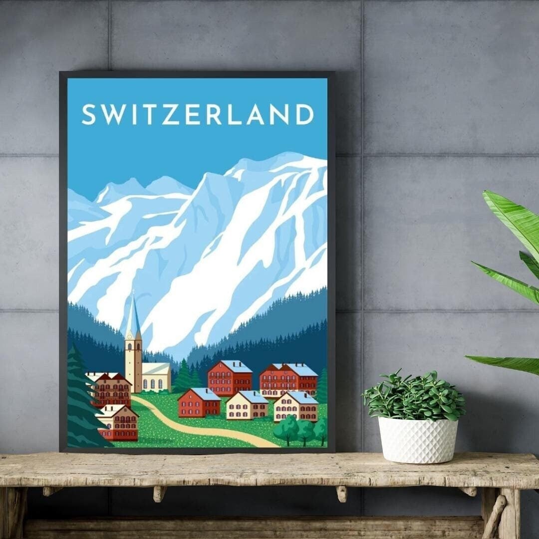 Premium SWITZERLAND Poster, Retro Switzerland Poster, Wall Art ...
