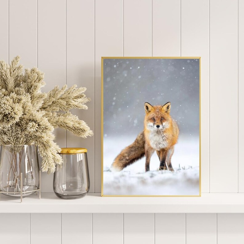 Fox in the Snow Premium Printed Poster, Animal Poster, Winter Print ...