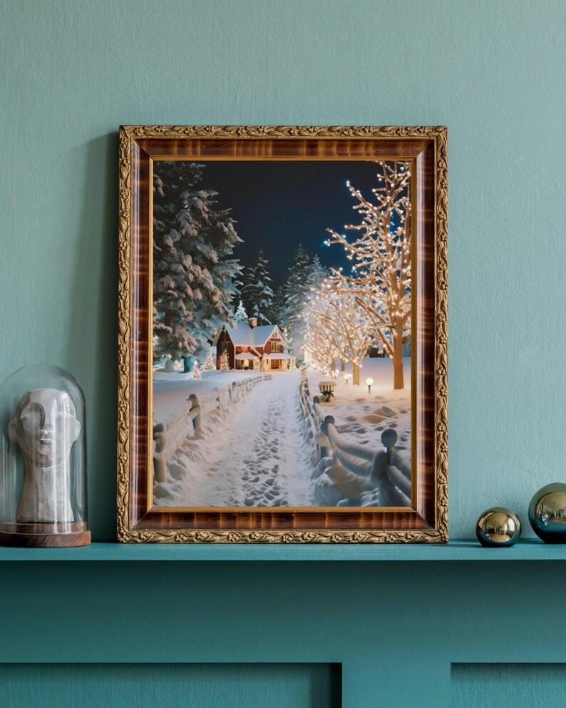 Premium Snowy LANDSCAPE Digital Poster, Wall Art, Christmas Poster ...