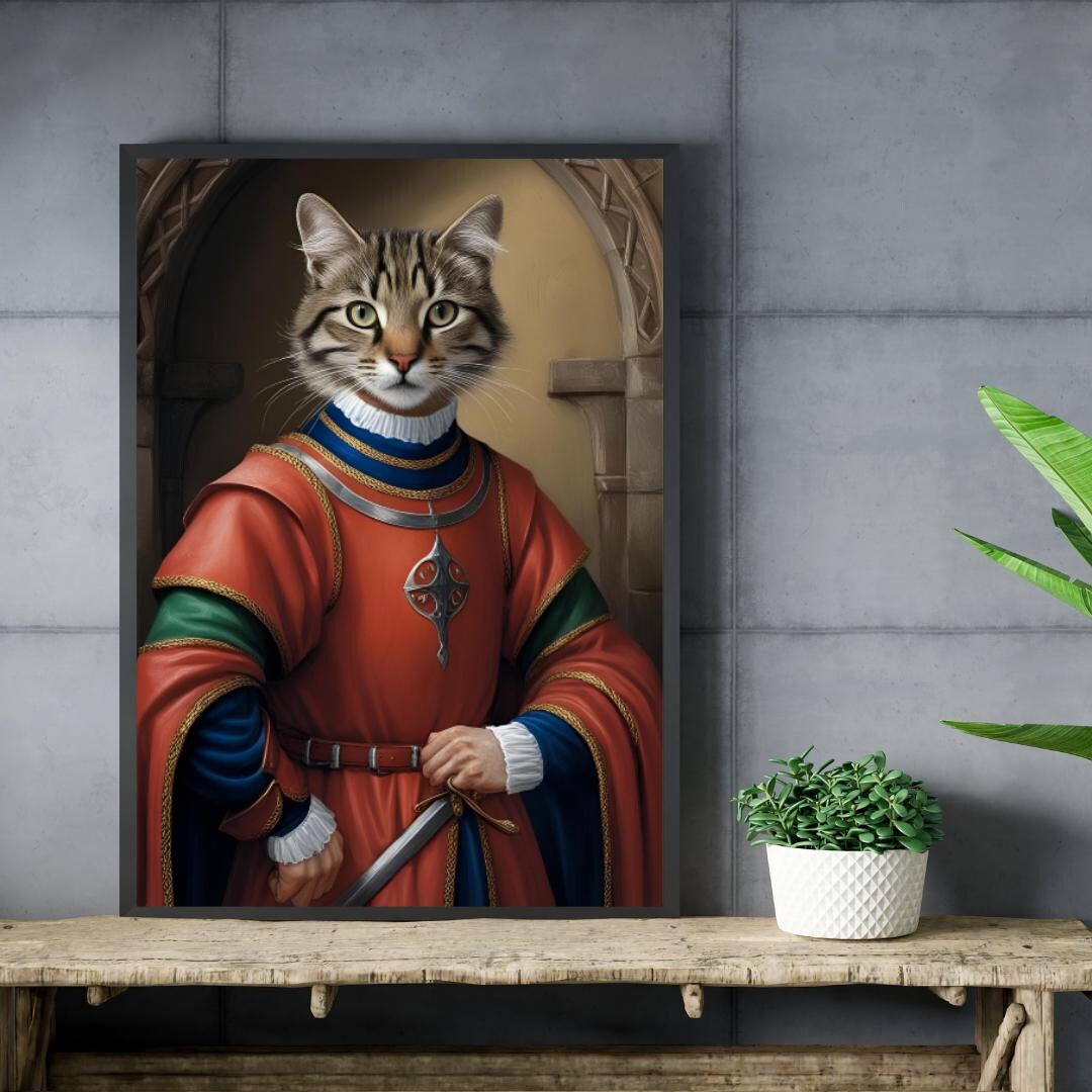 Medieval Cat Digital Poster, Middle Ages Poster, Antique Wall Art ...