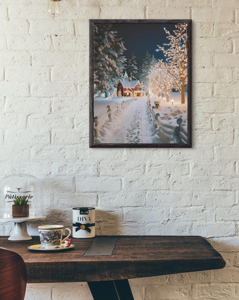Premium Snowy LANDSCAPE Digital Poster, Wall Art, Christmas Poster ...