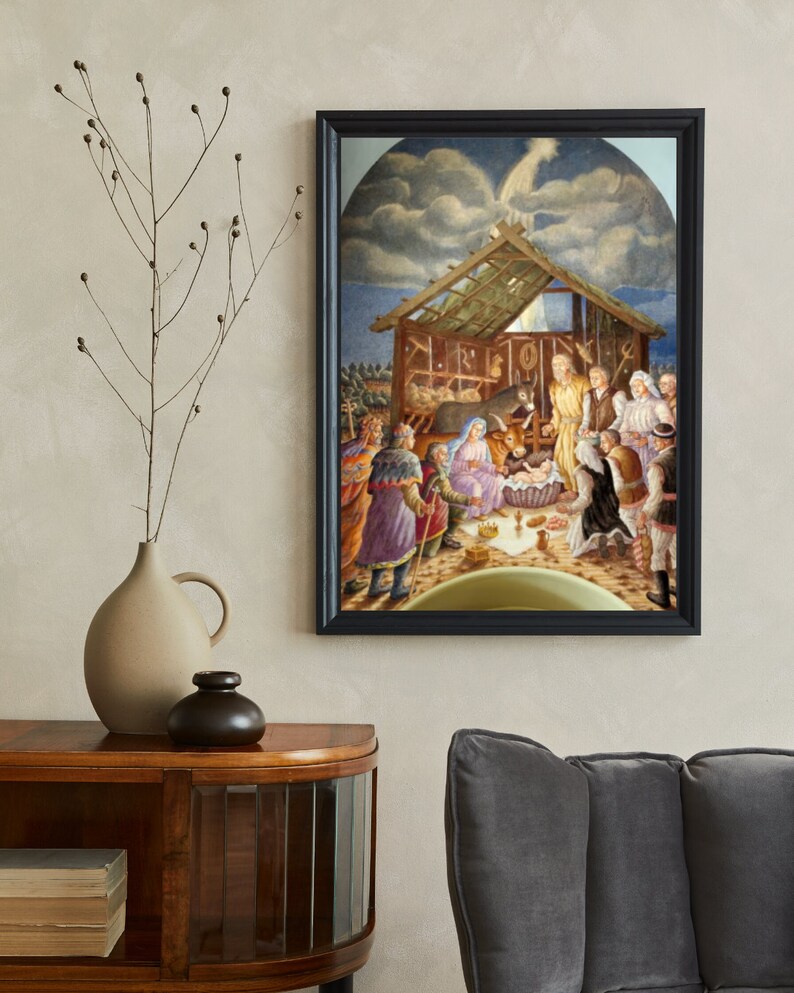 Premium Nativity Scene Poster, Christian Illustration, Jesus Poster ...