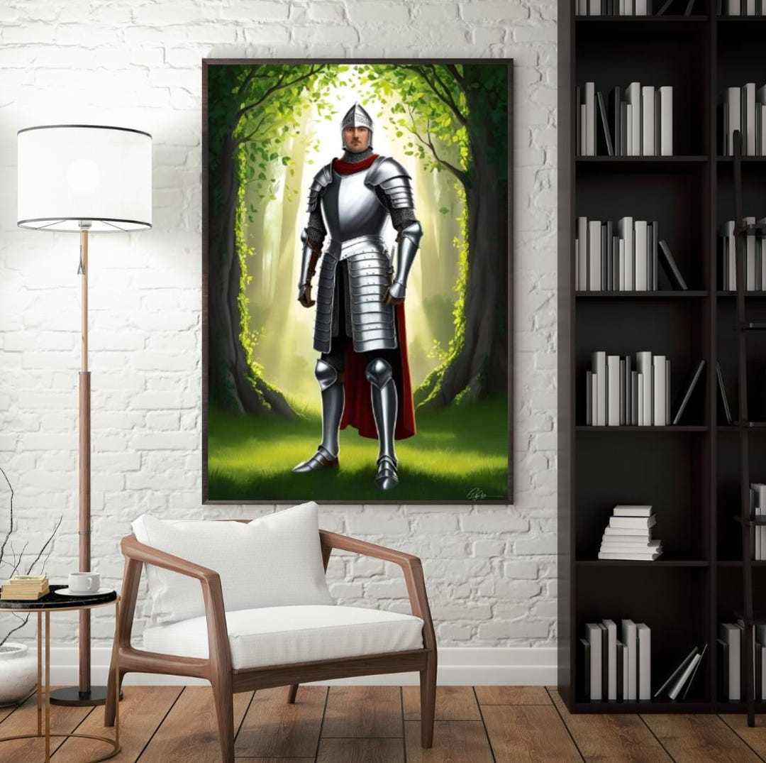 Medieval Digital Poster - Knight in the Forest, History Poster, Antique ...