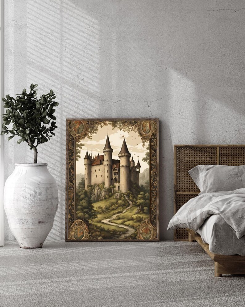 Medieval Castle Digital Poster, Middle Ages Poster, Knight Wall Art ...