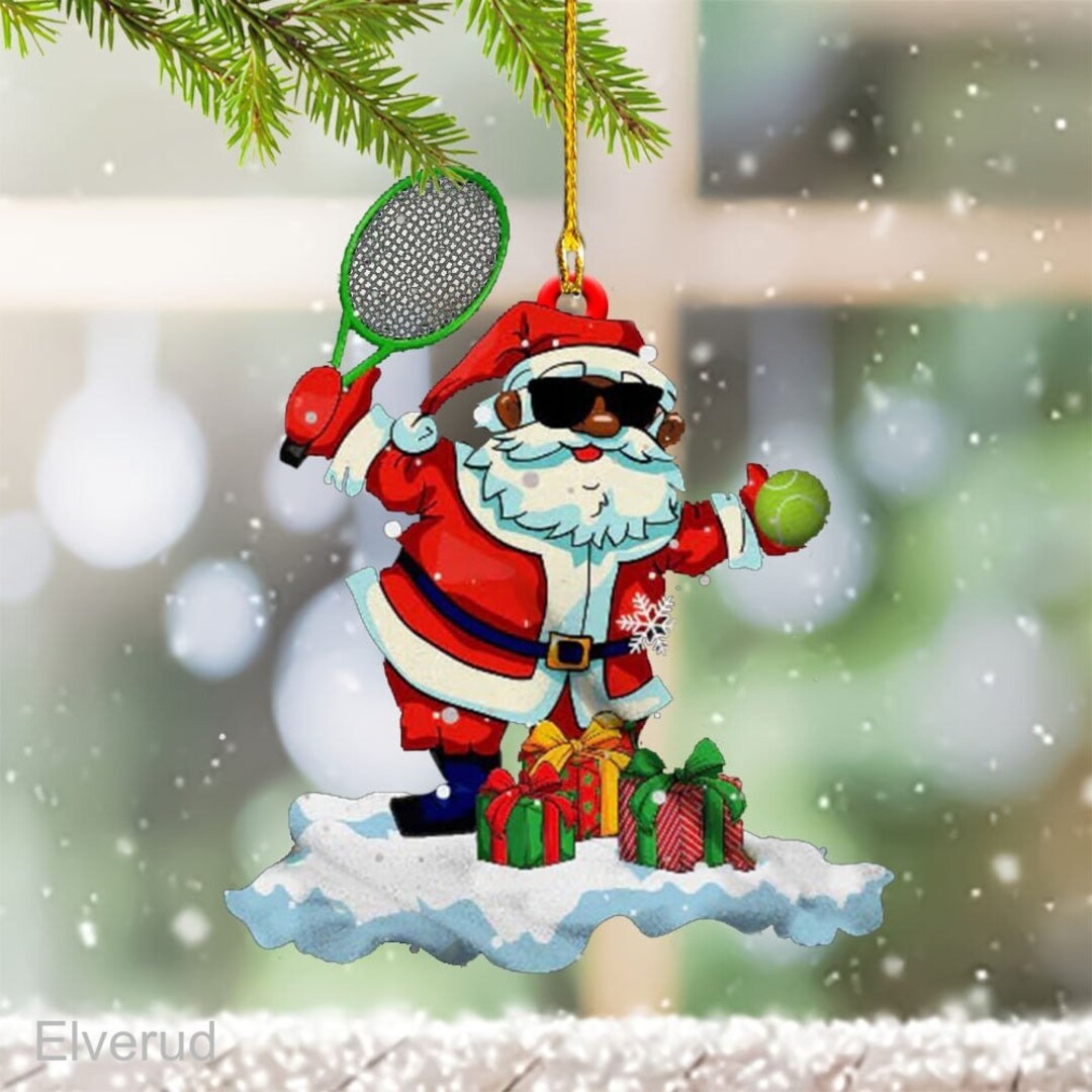 Tennis Christmas Ornament Santa Playing Tennis Xmas Tree - Etsy