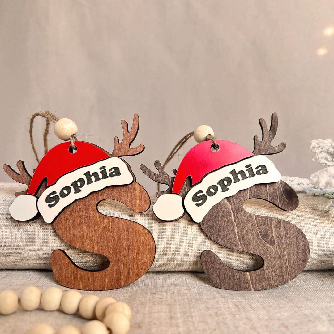 Personalized Wood Letter Name Christmas Ornament Christmas - Etsy