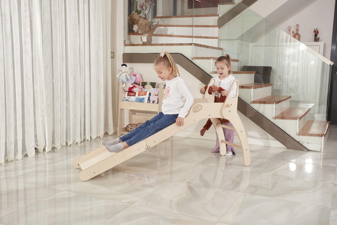Big Size Wooden Folden Slide for Toddler, Montessori Slide, Large Slide ...
