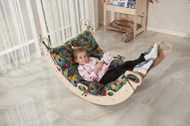 Toddler Climbing Set: Wooden Swing, Rocker & Slide - Montessori Toy - Etsy