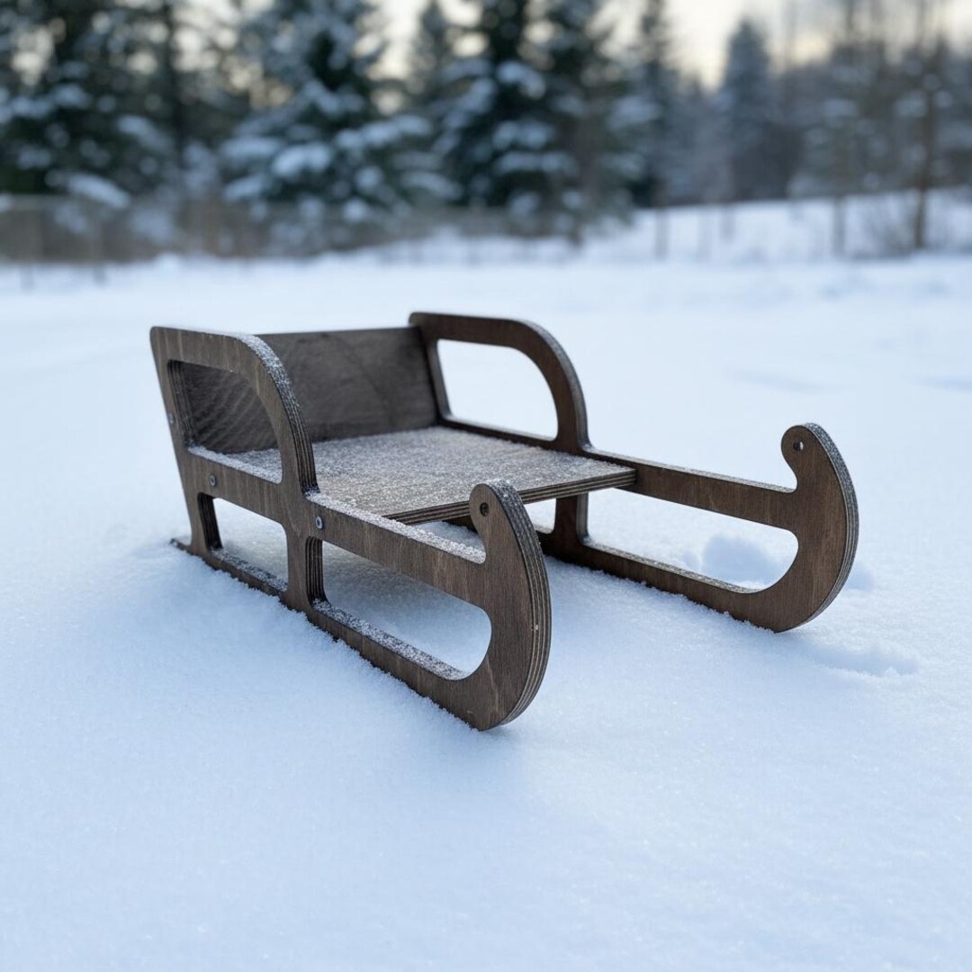 Handmade Wooden Snow Sled With Seat | Classic Winter Sledge - Etsy
