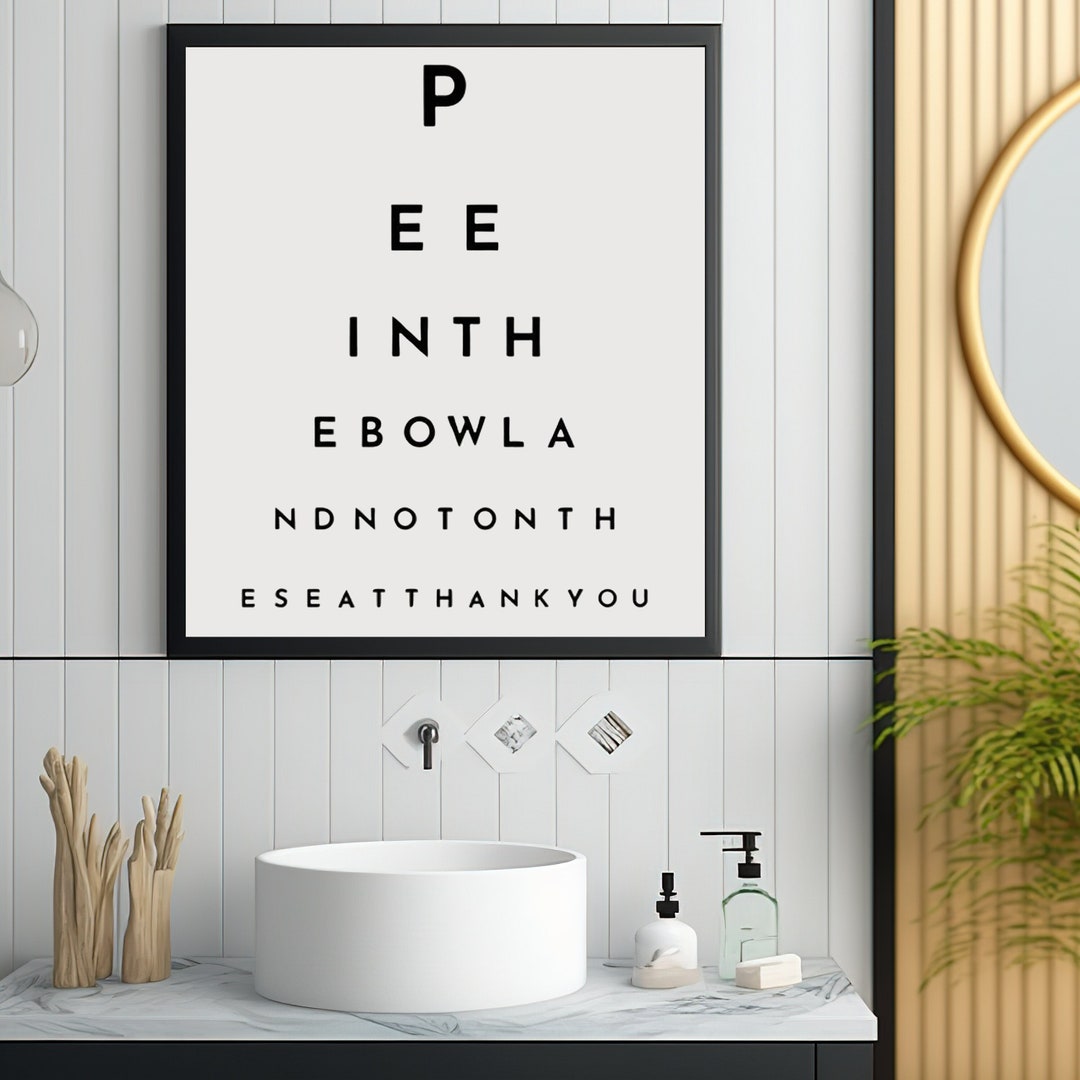Set of 2 Courtesy Flush Black White Bathroom Poster Print Eyechart ...