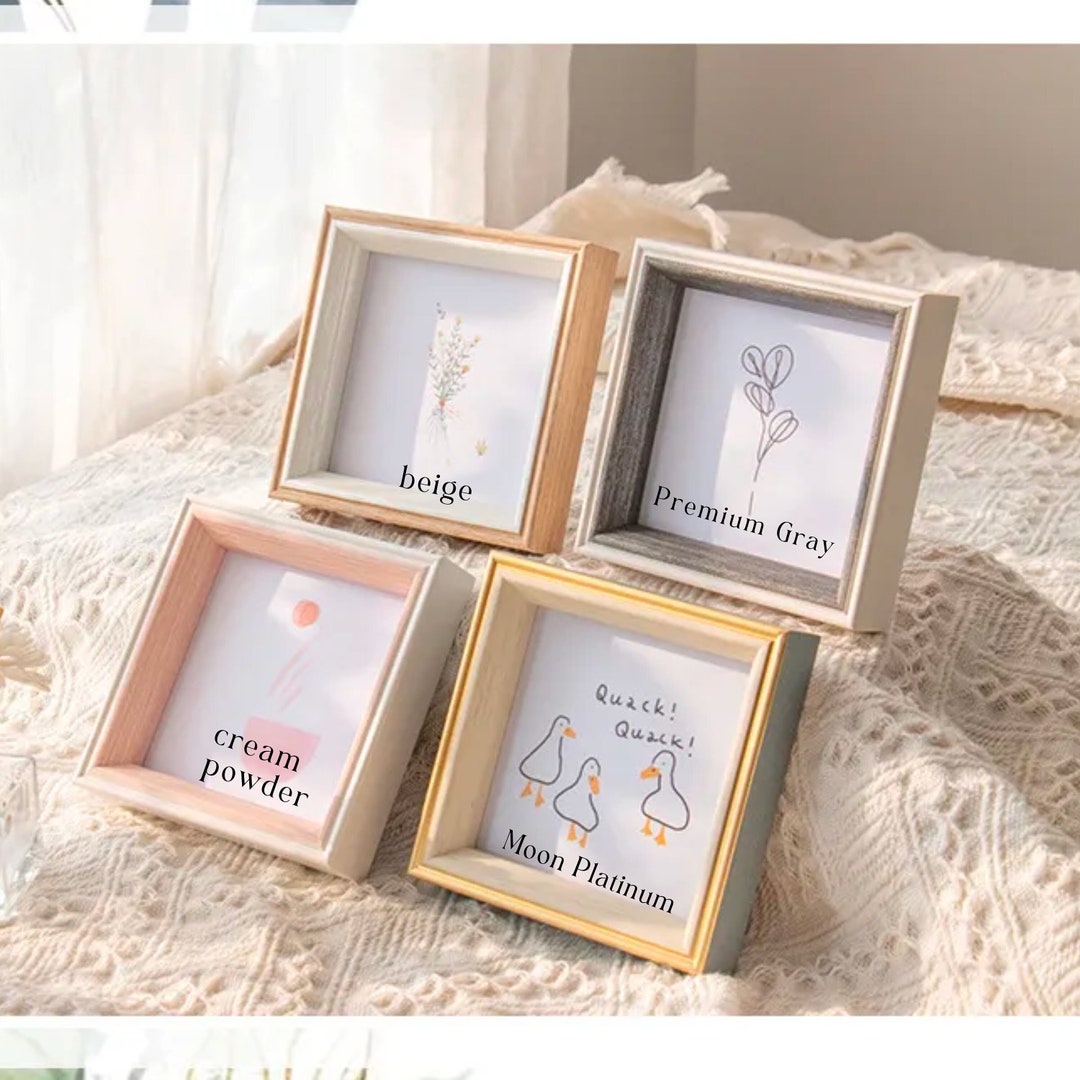 Simple Small Square Modern Contemporary Photo Frame Soft Creamy Gray ...